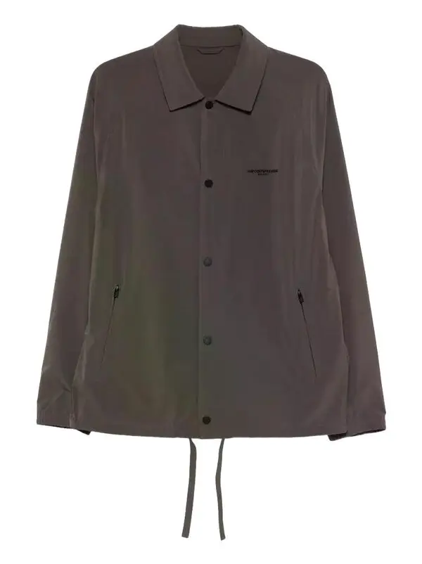 Emporio Armani Logo Embroidered Raglan Sleeve Jacket - Brown