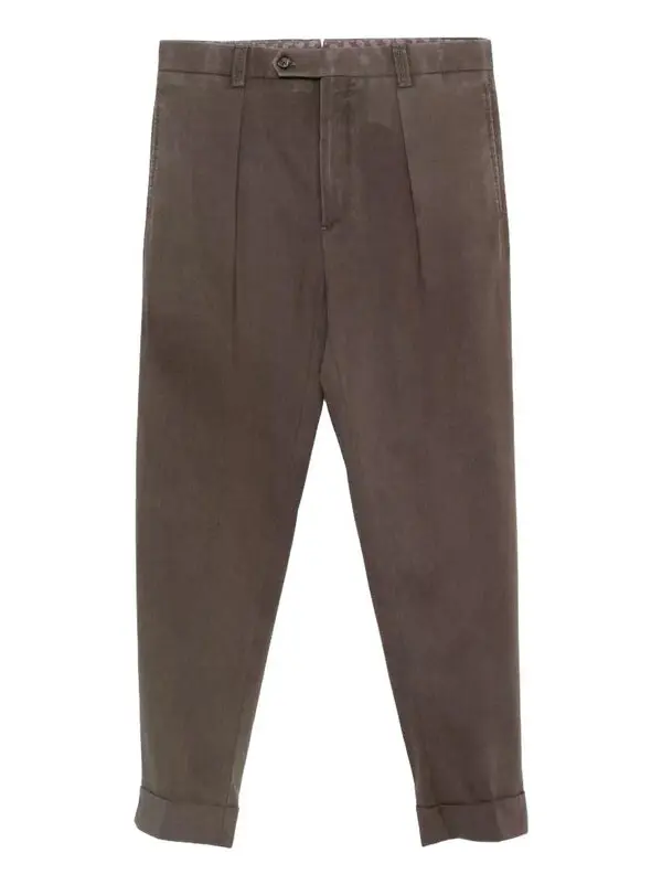 BERWICH Pleated Wool Trousers - Brown