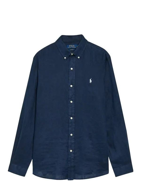 Polo Ralph Lauren Logo-embroidered Linen Shirt - Navy