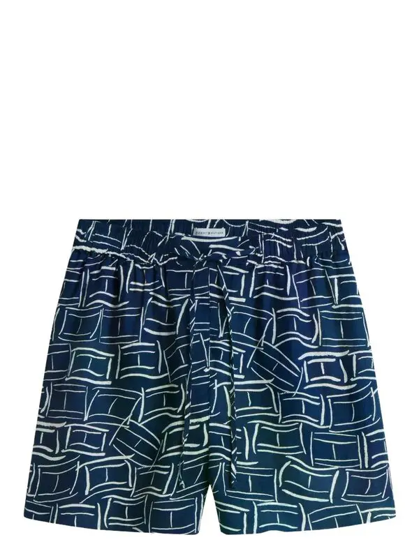 Tommy Hilfiger Flag Feathers Print Drawstring Shorts - Blue