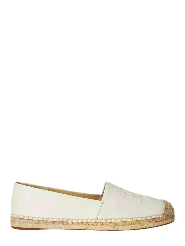 Ralph Lauren Cameryn Embroidered-logo Leather Espadrilles - Neutrals