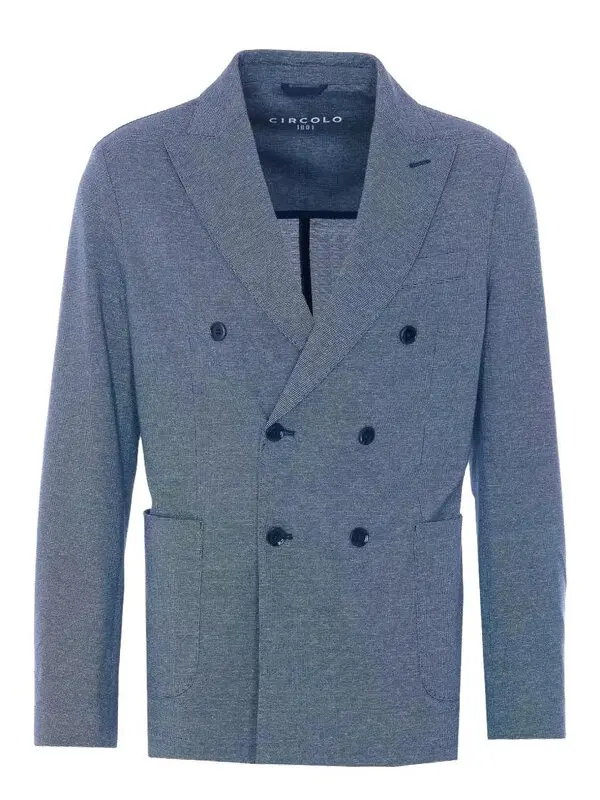 CIRCOLO 1901 Double-breasted Mini-check Blazer - Blue