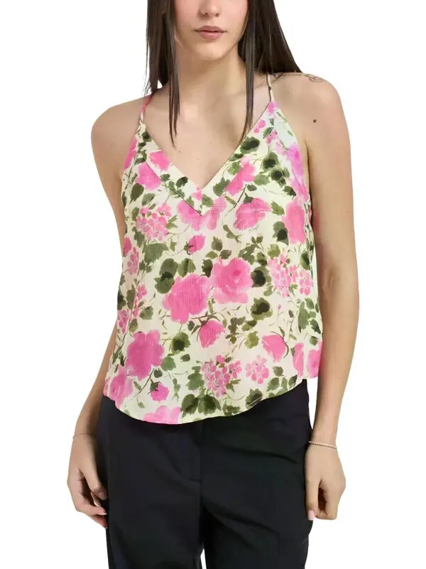 Liu Jo Floral Print V-neck Spaghetti Strap Top - Neutrals