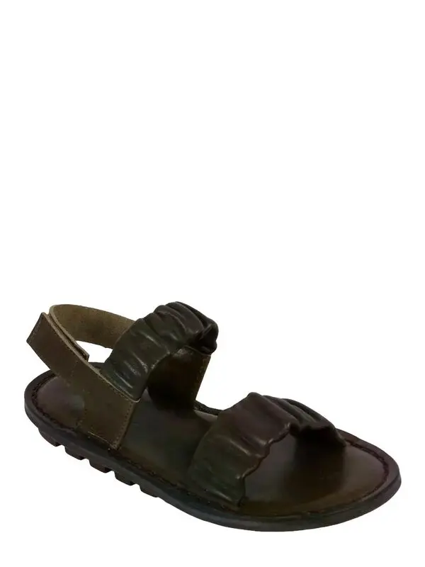 TRIPPEN Pacific Ruched Leather Sandals - Brown