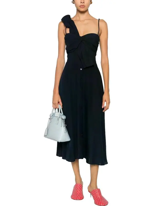 Viktor & Rolf Bow Draped Flared Midi Dress - Blue