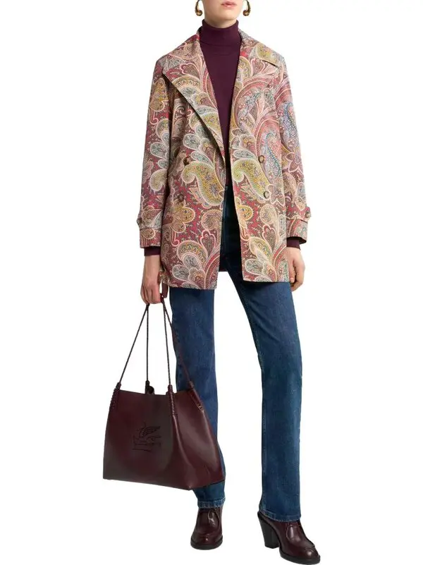 Etro Paisley Double-breasted Trench Coat - Red