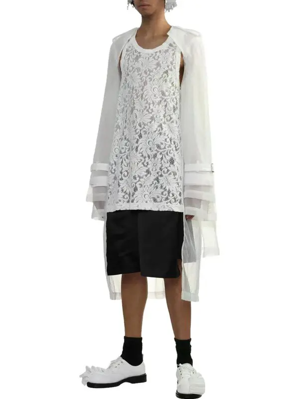 Comme Des Garçons Buckled Panelled Coat - White