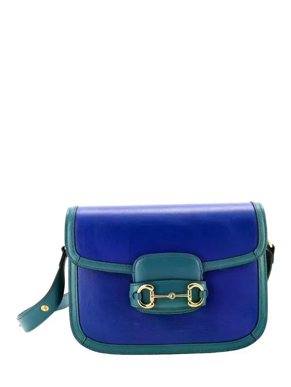 Gucci Horsebit 1955 Leather Small Shoulder Bag - Blue