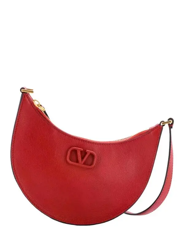 Valentino Garavani Vlogo Leather Mini Hobo Bag - Red