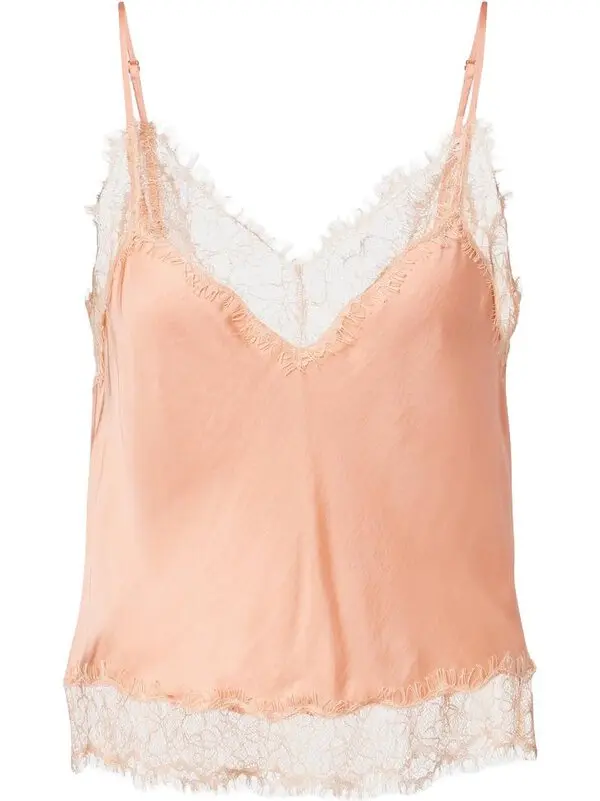 Poupette St Barth Zely Lace-trimmed Satin Camisole - Pink