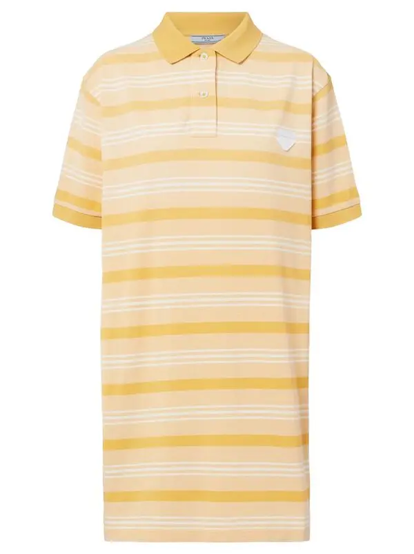 Prada Striped Cotton Pique Polo Dress - Yellow