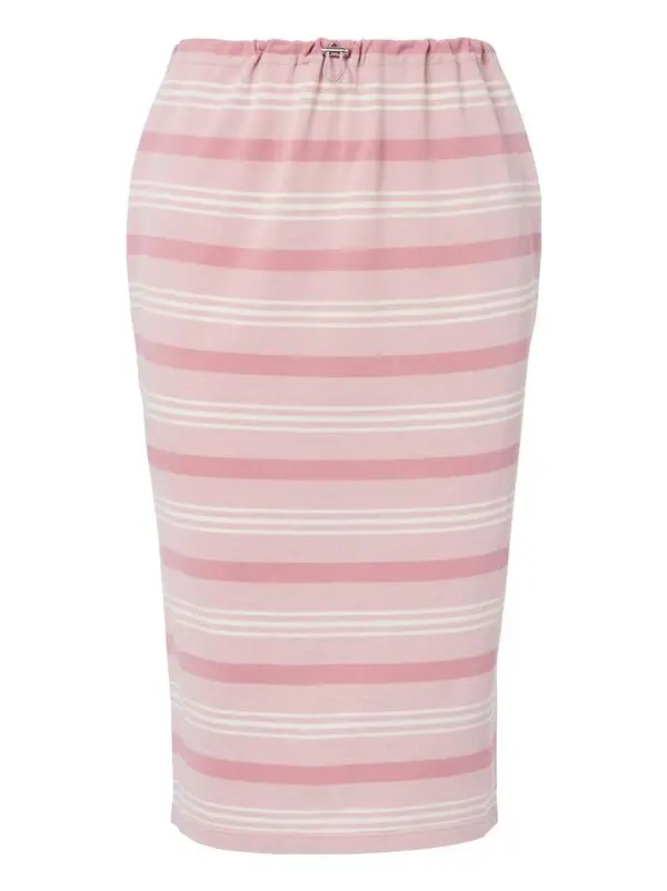 Prada Striped Cotton Pique Pencil Skirt - Pink