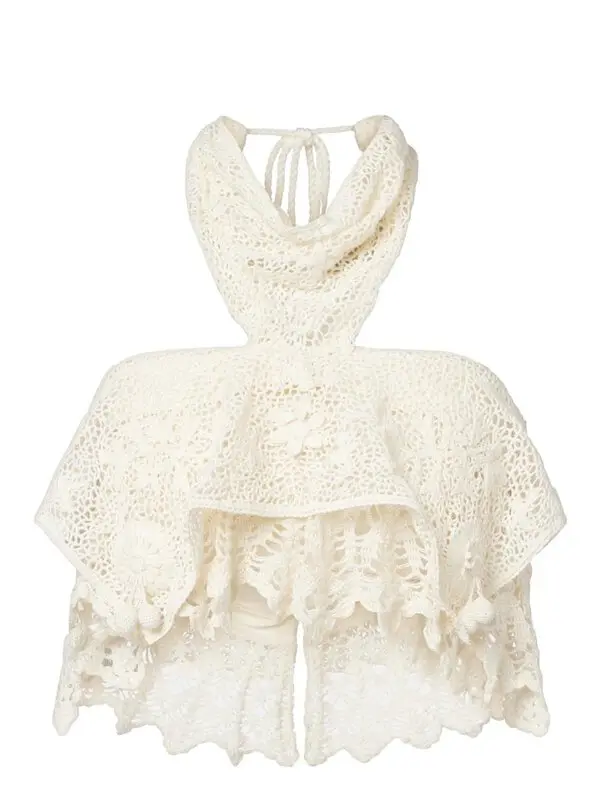 Isabel Marant Étoile Dunvel Crochet Halterneck Crop Top - White