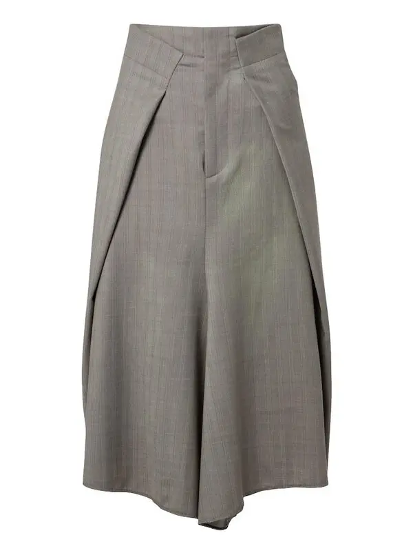 Victoria Beckham Asymmetric Midi Skirt In Virgin Wool - Grey