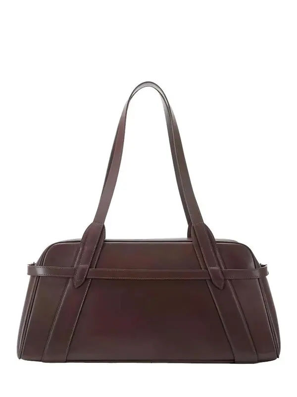 Elisabetta Franchi Padlock Detail Leather Shoulder Bag - Brown