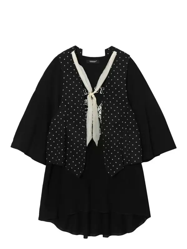 Undercover Star Print Tie Top - Black
