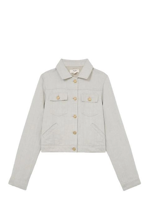 REISS Carmen Lyocell And Linen Trucker Jacket - Neutral