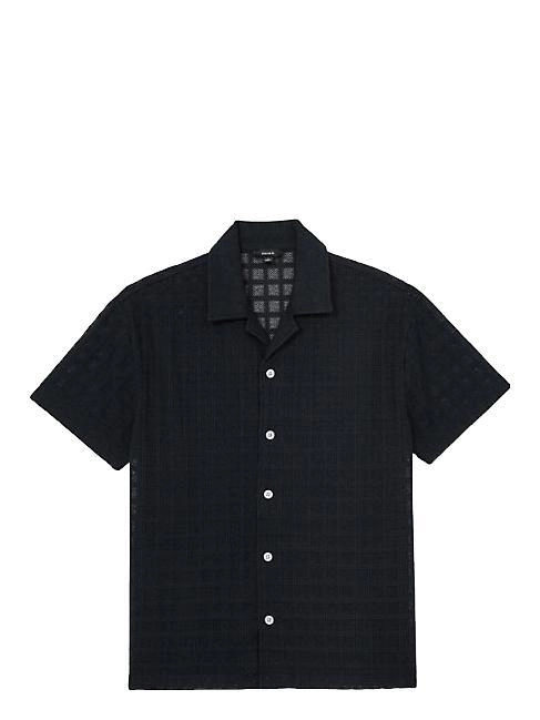 REISS Belardo Textured Crochet Shirt - Navy