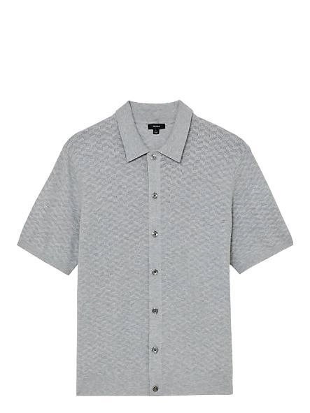 REISS Phoenix Short-sleeved Knitted Shirt - Soft Grey