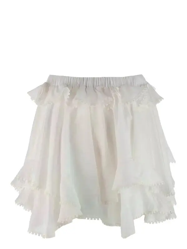 LES FILLES D'EVA Ruffled Tiered Mini Skirt - White