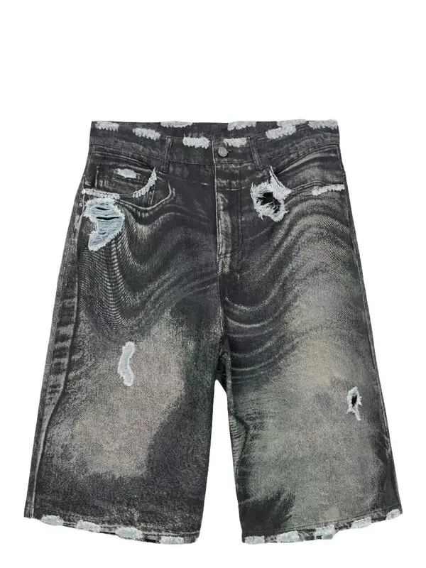 Camper Distressed Denim Shorts - Black