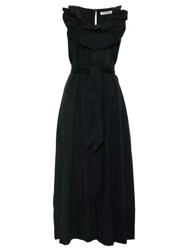 Vivetta Ruffled Belted Midi Dress - Black