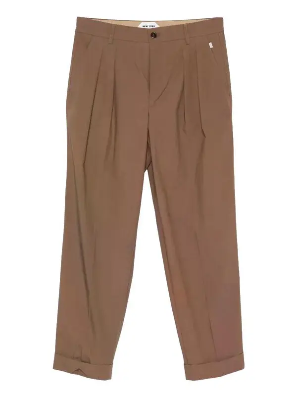 NEW YORK RESIDENT John Pleated Turn-up Trousers - Brown