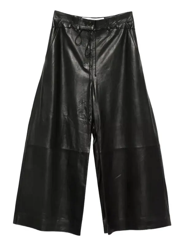 Isabel Benenato Drawstring Wide-leg Trousers - Black