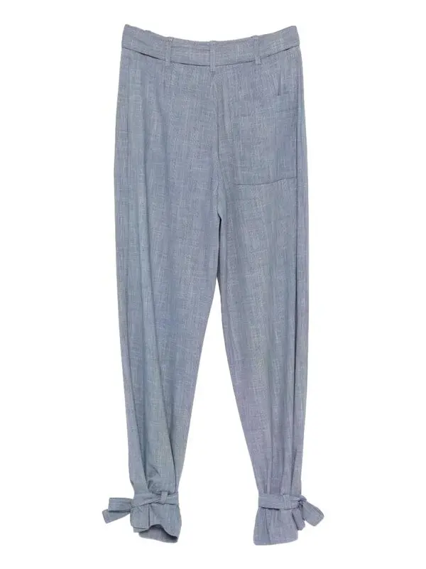 Liu Jo Belted Bow-detail Trousers - Blue