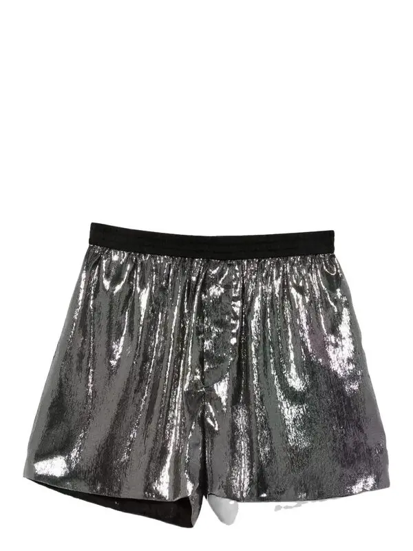 SAPIO Lamé-effect Elasticated Waist Shorts - Silver