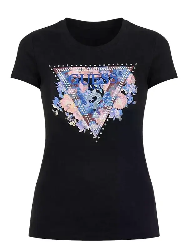 Guess Floral Print T-shirt - Black