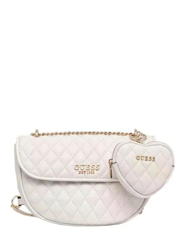 Guess Atabey Quilted Crossbody Bag With Heart Coin Purse - Neutrals