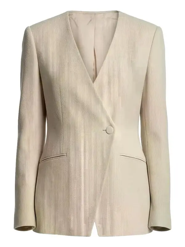 Emporio Armani Textured Collarless Blazer - Neutrals