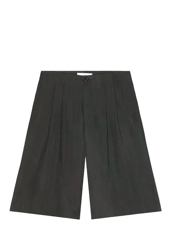 Our Legacy Pinstriped Pleated Wide Leg Shorts - Black