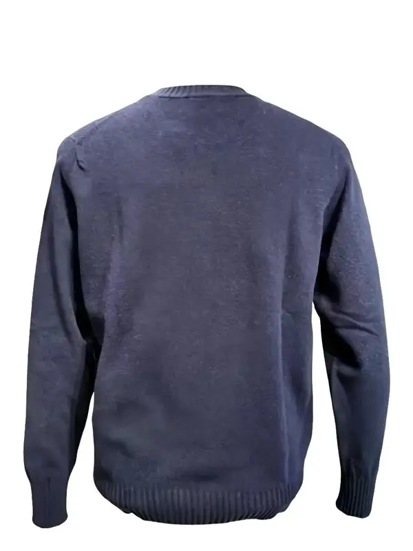 JURTA Slogan Embroidered Crew Neck Sweater - Blue