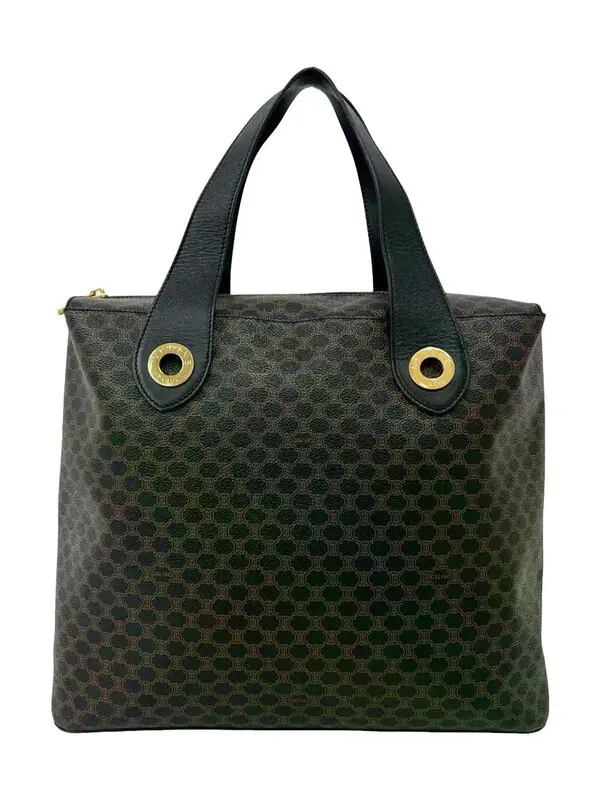 Celine 1998 Macadam Coated Canvas Tote Bag - Black