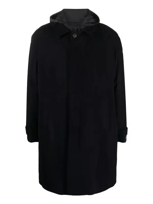Corneliani Hooded Single-breasted Coat - Blue