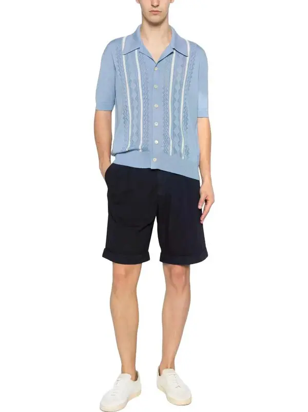 BERWICH Pleated Gabardine Shorts - Blue