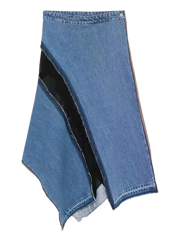 LITKOVSKA Asymmetric Frayed-edge Skirt - Blue