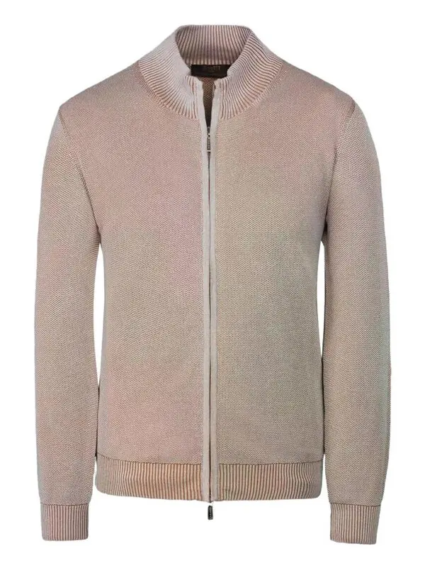 MOORER Jacquard-weave Zip-up Sweater - Neutrals