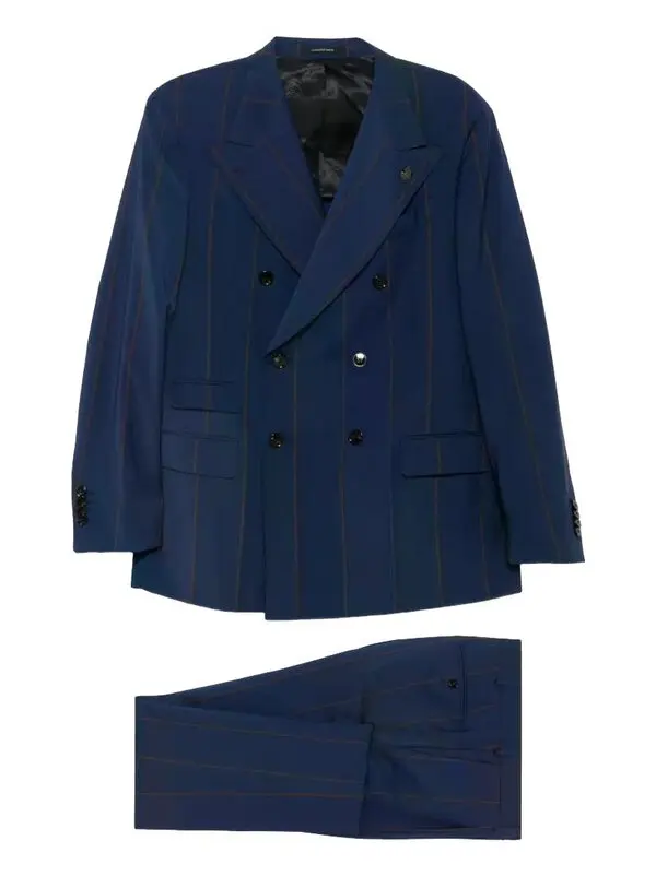 GABRIELE PASINI Striped Double-breasted Suit - Blue