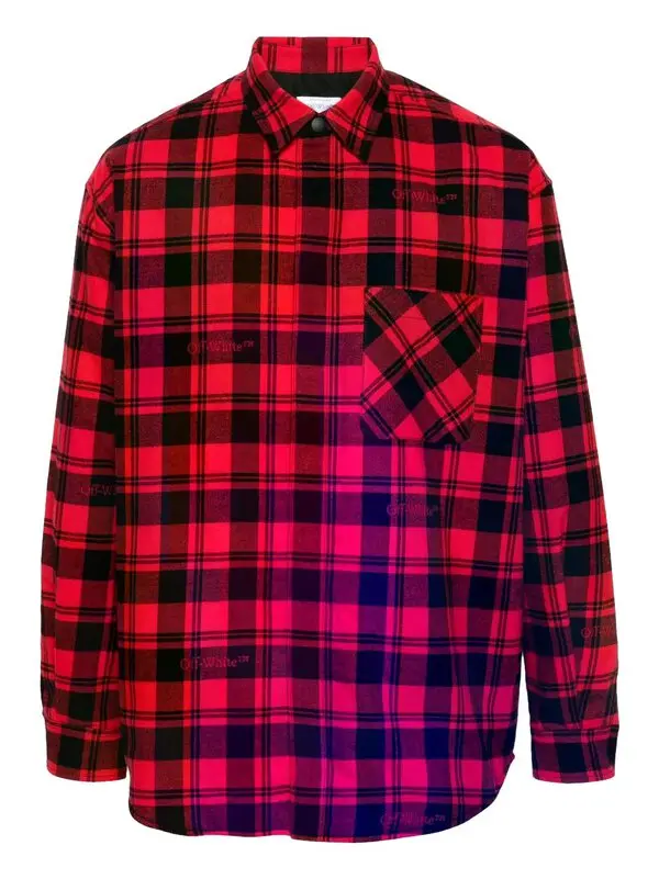 Off-White Plaid-check Flannel Shirt Jacket - Red