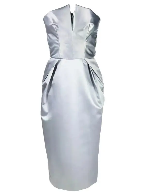 MAISON MARGIELA Strapless Draped Midi Dress - Blue