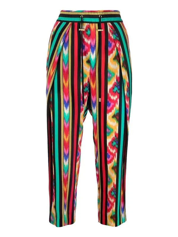 Balmain Abstract-print Silk Trousers - Red