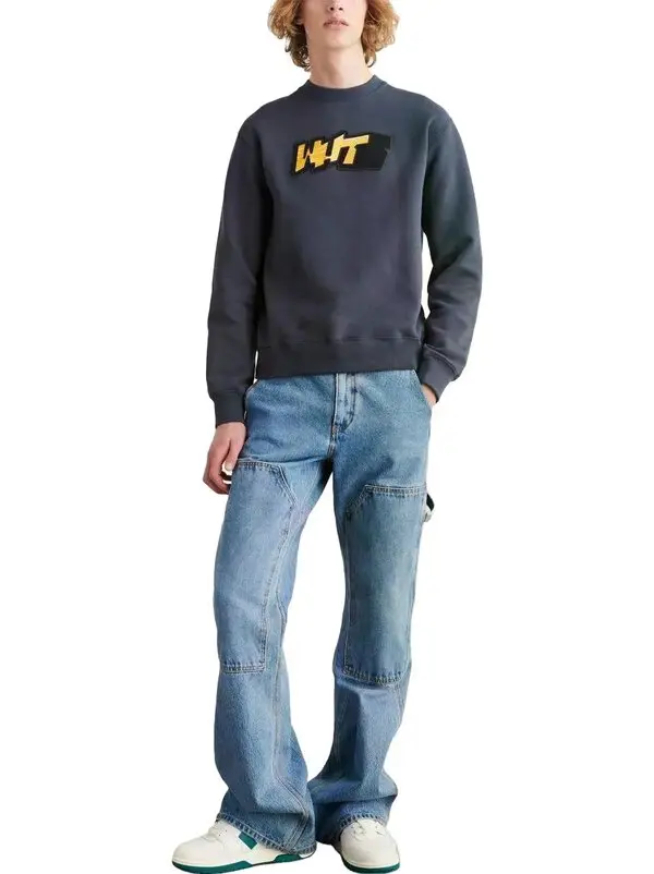 Off-White Logo-print Crewneck Sweatshirt - Blue