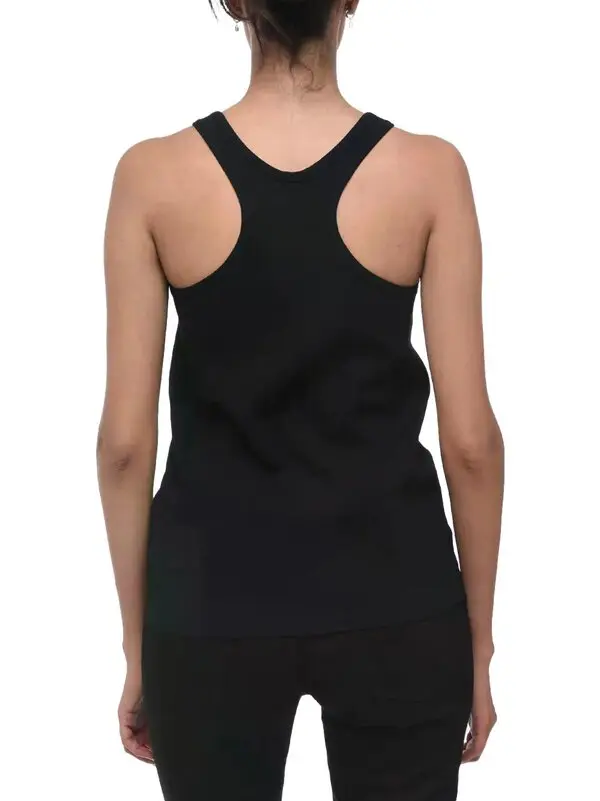 JIL SANDER Ribbed Knit Racer Back Top - Black