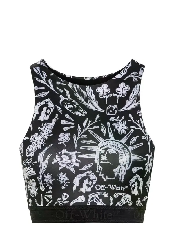 Off-White Tattoo-print Performance Top - Black