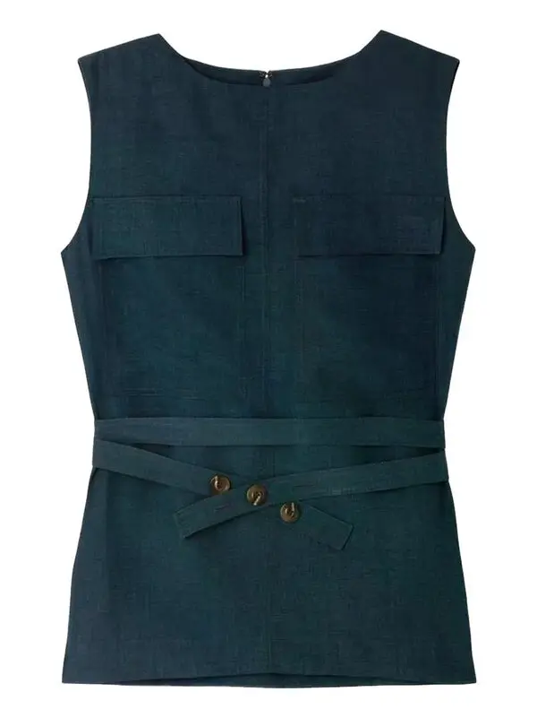 Soeur Flap-pocket Sleeveless Top - Blue