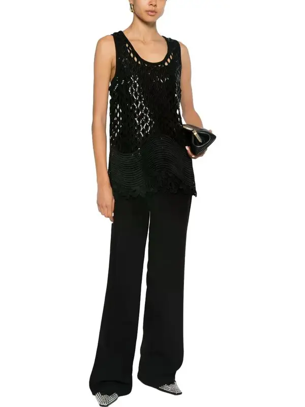 Sportmax Sequin-embellished Open-knit Top - Black