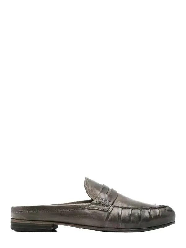 LEQARANT Leather Penny Mules - Brown
